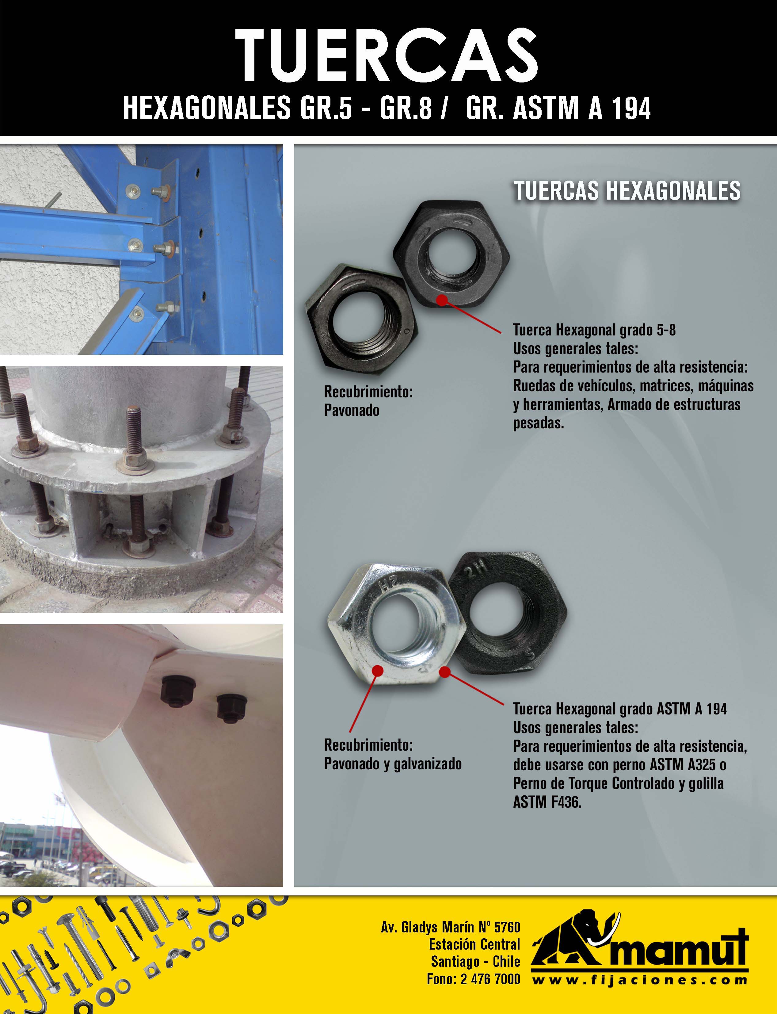 Chile pernos MAMUT pernos chile, tuercas, golillas, remaches, fijaciones Chile tornillos