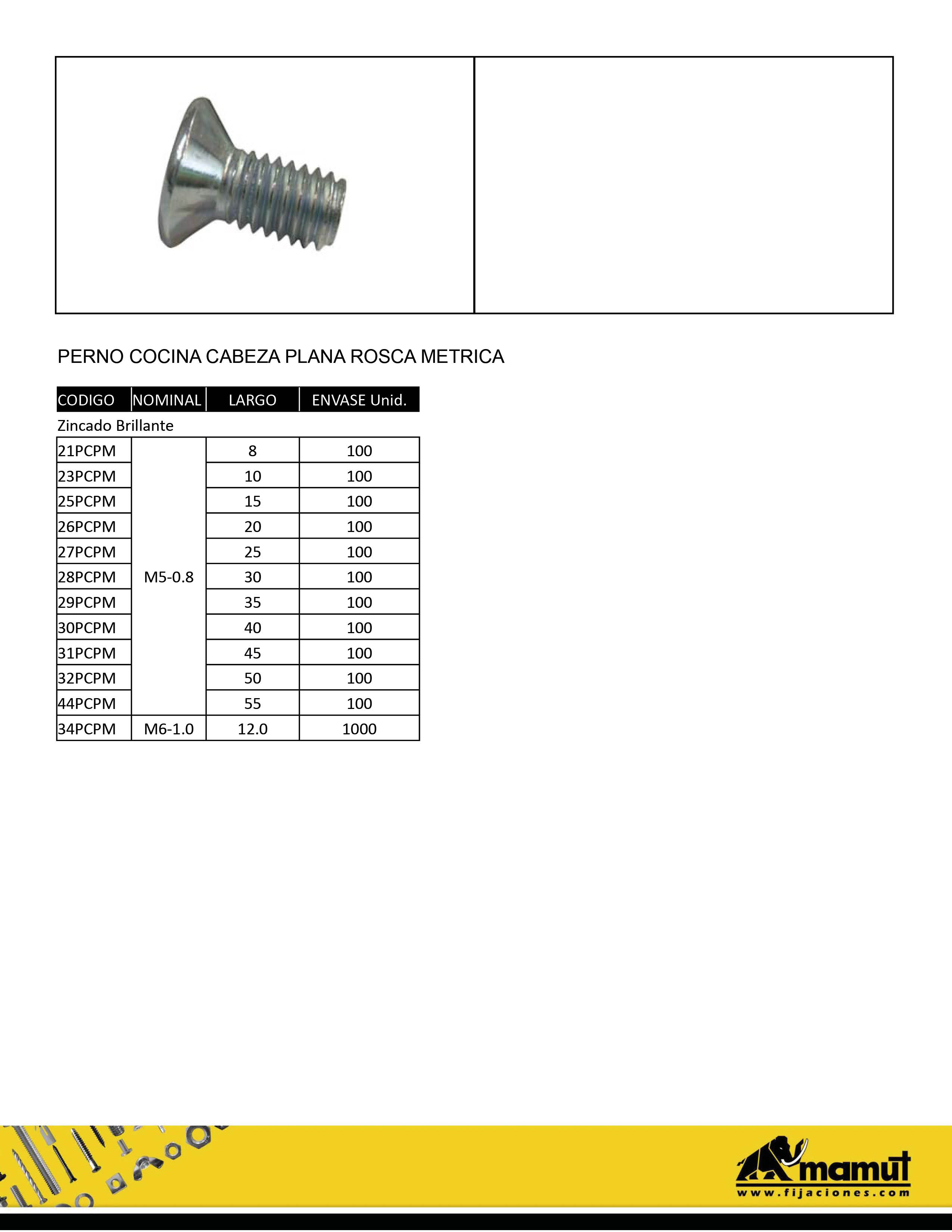 Chile pernos MAMUT pernos chile, tuercas, golillas, remaches, fijaciones Chile tornillos