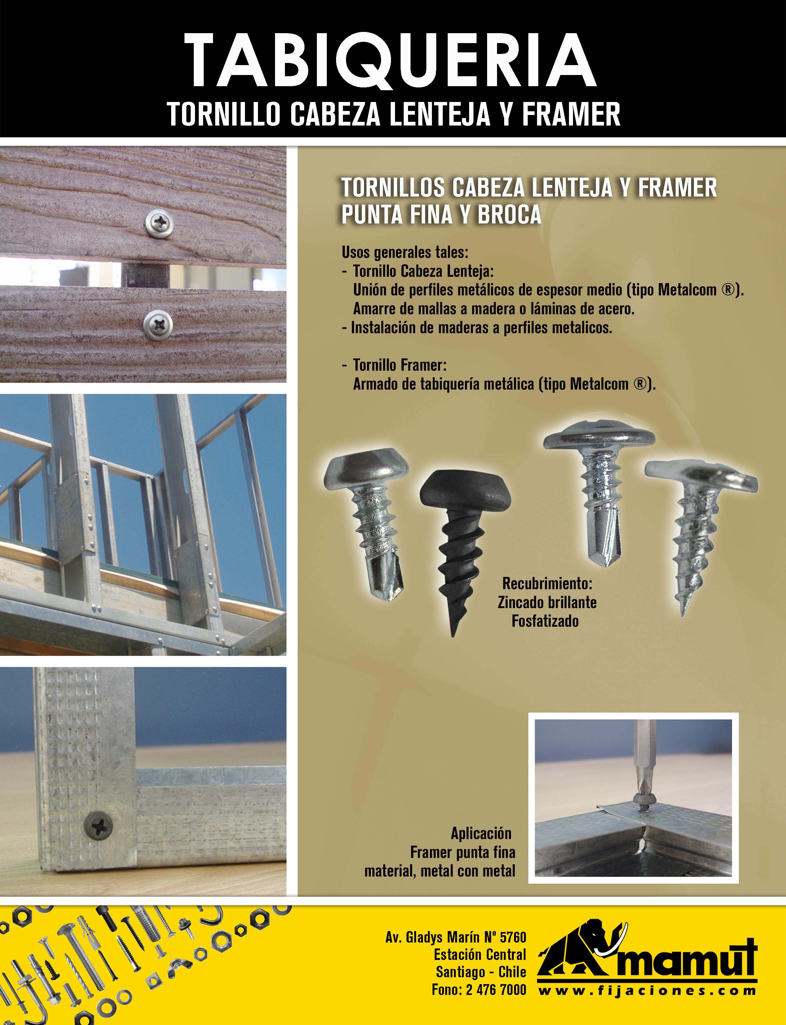Chile pernos MAMUT pernos chile, tuercas, golillas, remaches, fijaciones Chile tornillos