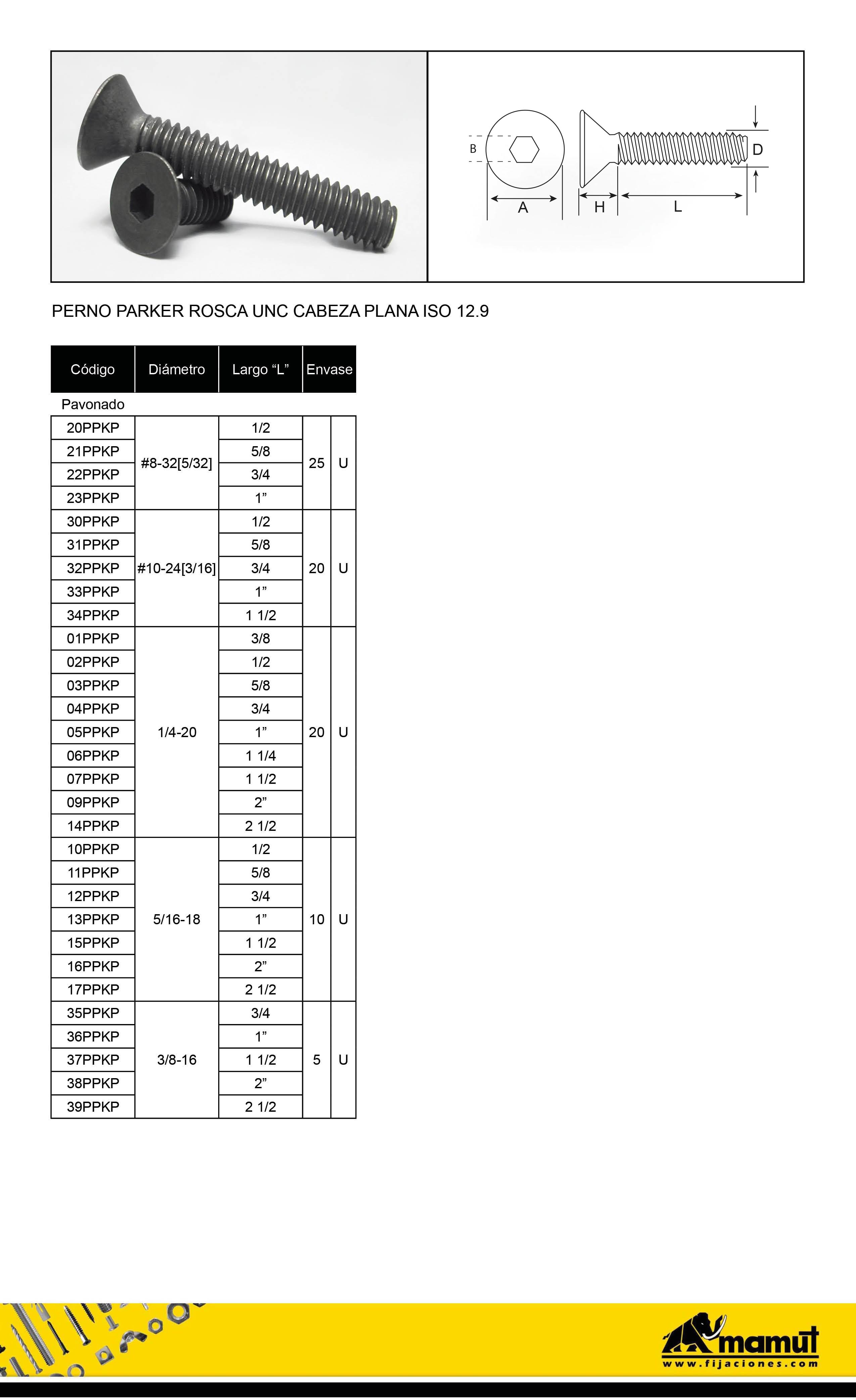 Chile pernos MAMUT pernos chile, tuercas, golillas, remaches, fijaciones Chile tornillos